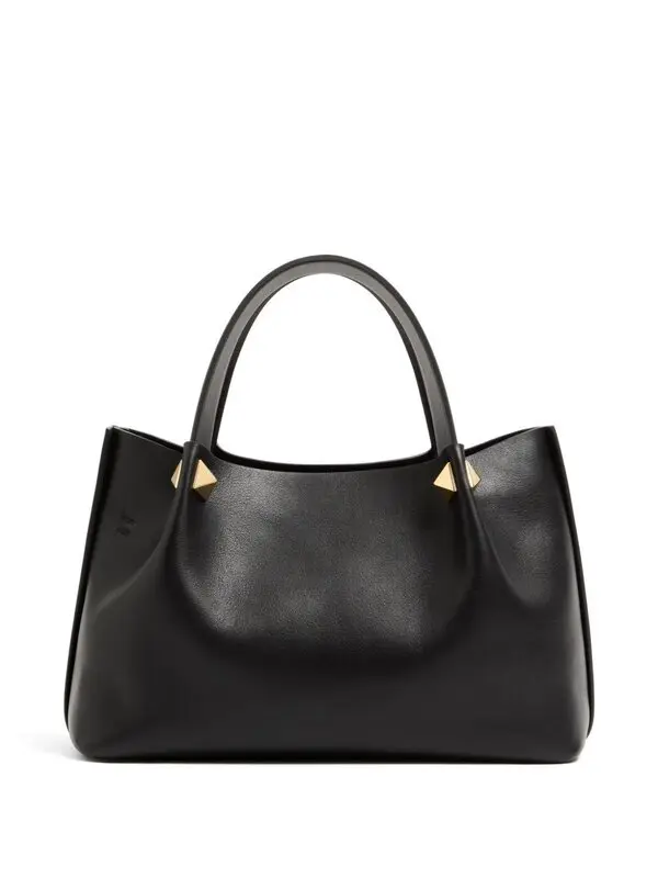 Valentino Garavani Small Soft Leather Shopping Bag With Detachable Shoulder Strap - Black