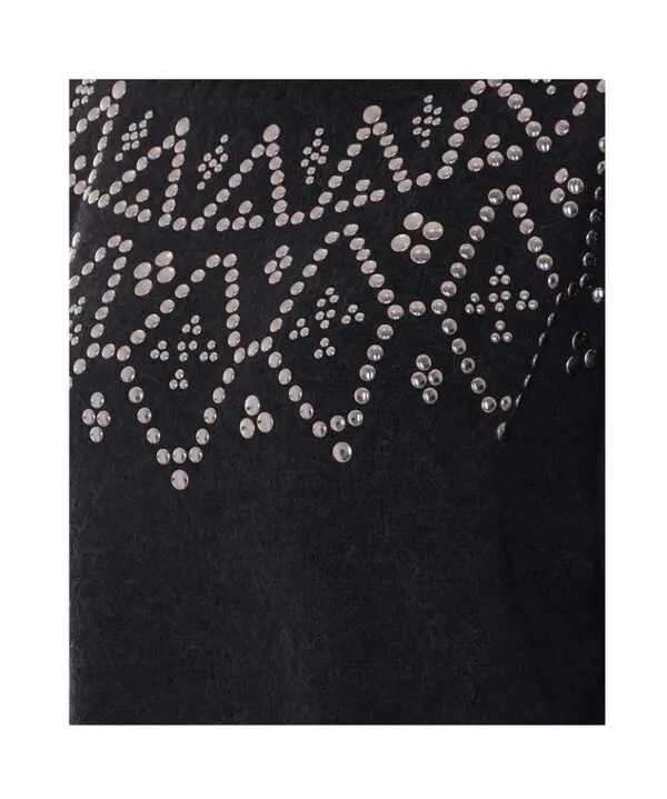 Alpha Studio Studded High-neck Knitted Sweater