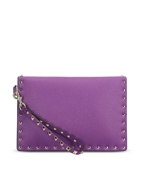 Valentino Garavani Studded Envelope Clutch With Wrist Strap - Purple