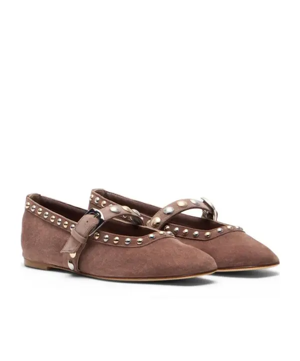 STUART WEITZMAN Perry Studded Mary Jane Flats - Almost Mauve