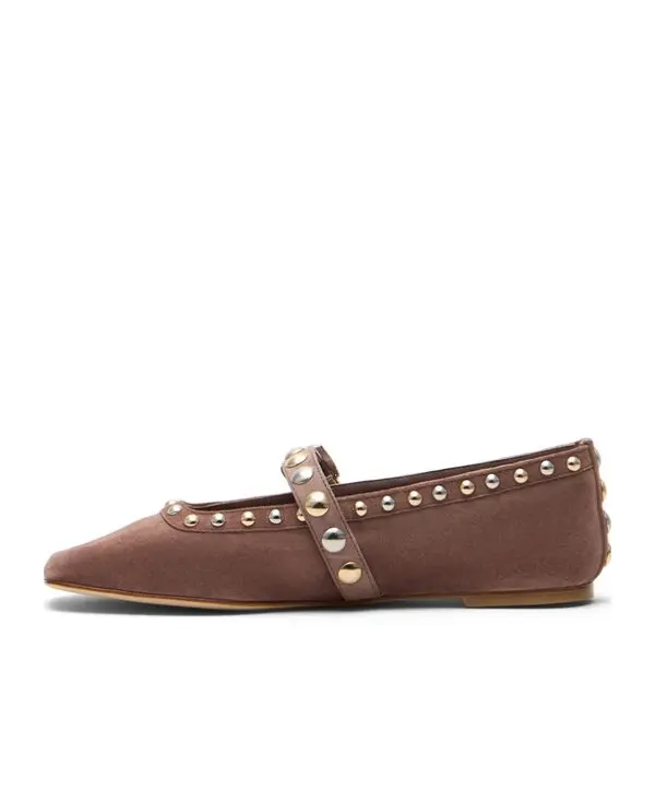 STUART WEITZMAN Perry Studded Mary Jane Flats - Almost Mauve