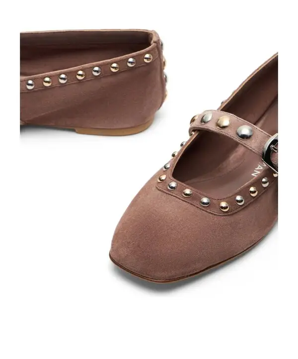 STUART WEITZMAN Perry Studded Mary Jane Flats - Almost Mauve