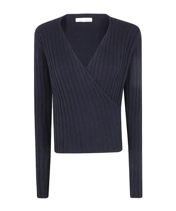 Liviana Conti Ribbed-knit Wrap-style Sweater - Black