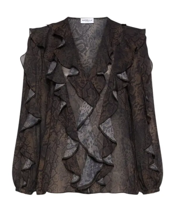 Marella Printed Blouse - Black