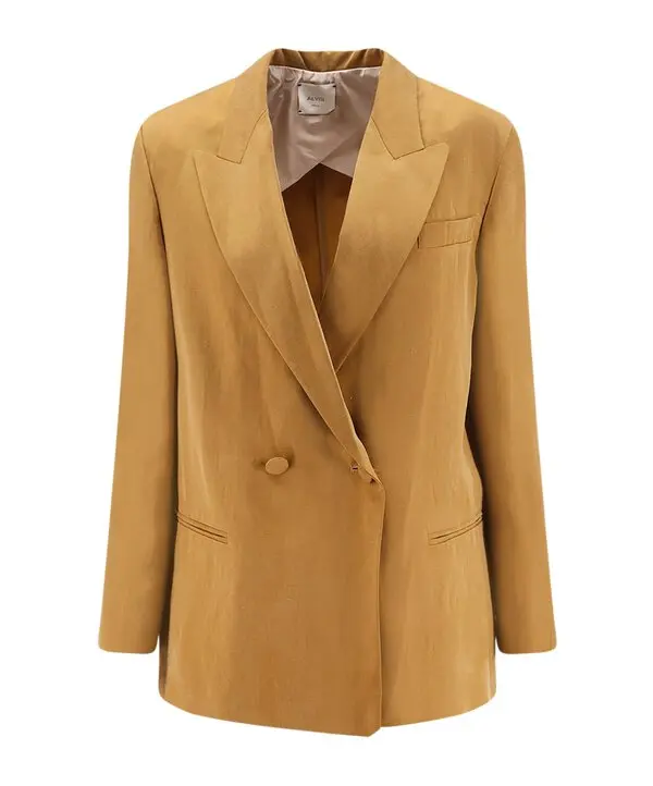 ALYSI Double-breasted Peak Lapel Blazer - Yellow