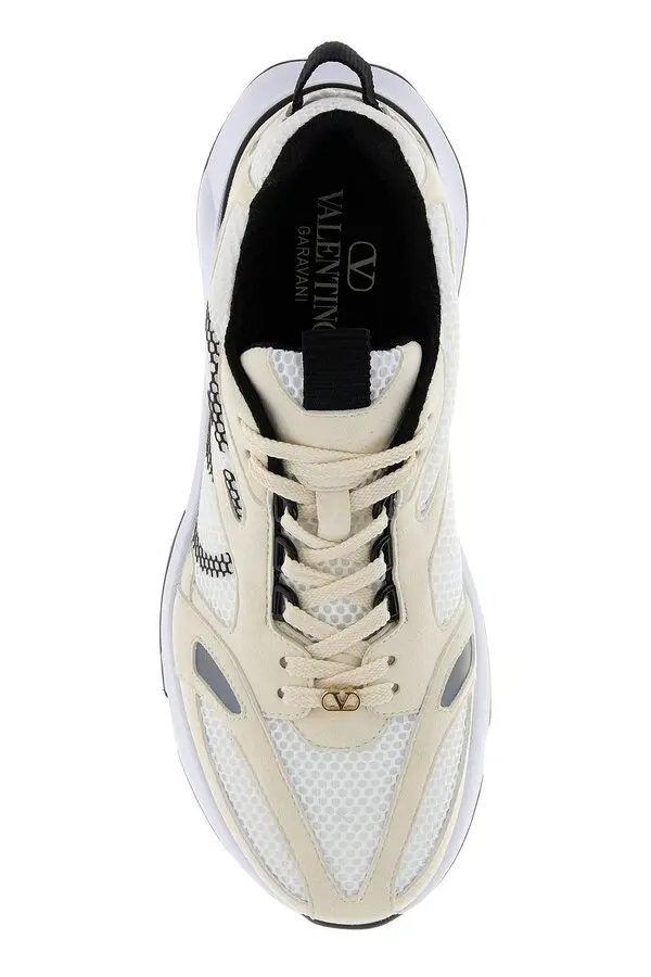 Valentino Garavani Round Toe Lace-up Sneakers - Ivory