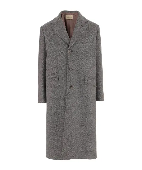 Valentino Garavani Single-breasted Long Coat - Gray