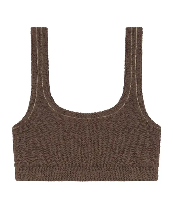 REINA OLGA Wide-strap Bikini Top - Brown