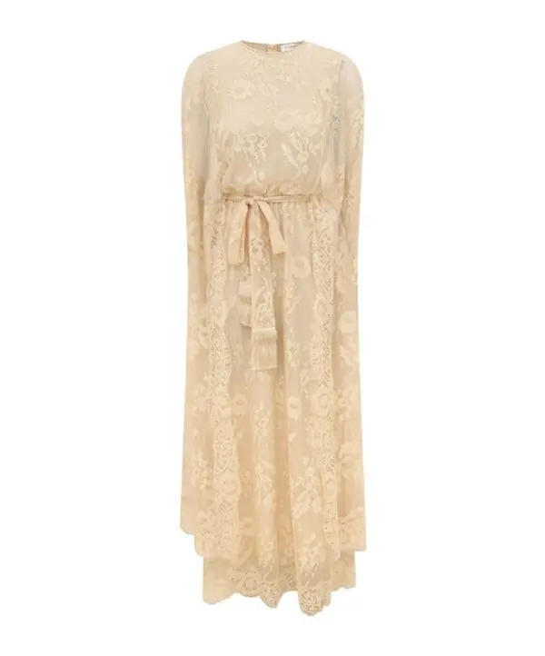Zimmermann Valiant Lace Cape Maxi Dress - Cream