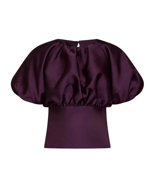 SELF-PORTRAIT Pleated Balloon Sleeve Blouse