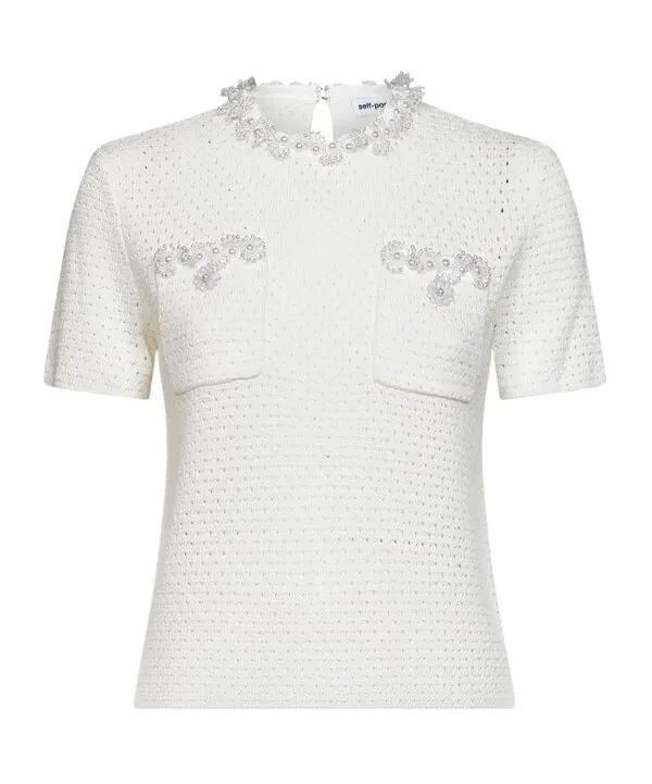 SELF-PORTRAIT Short-sleeved Knit Top