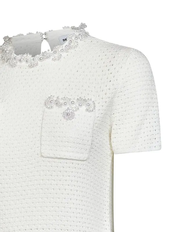 SELF-PORTRAIT Short-sleeved Knit Top