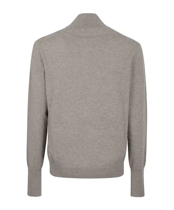 BALLANTYNE Half Zip Mock Neck Sweater - Lightbeige