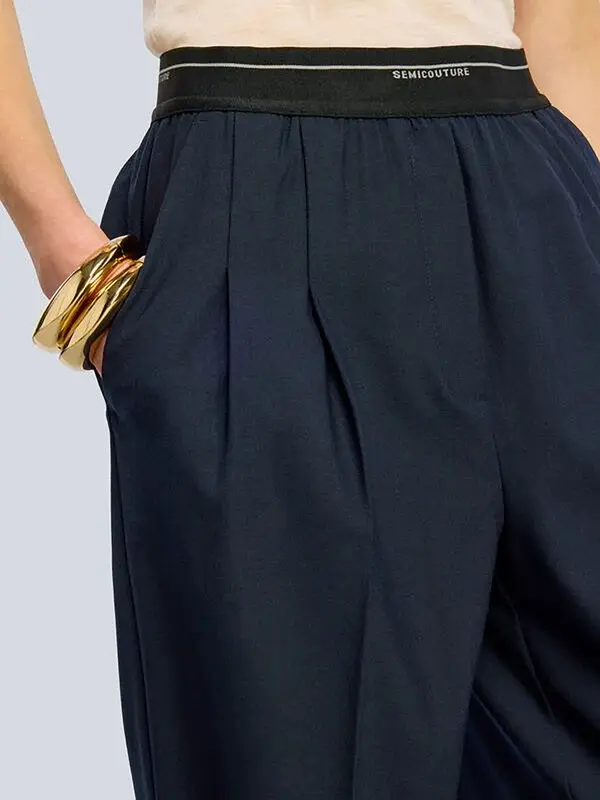 SEMICOUTURE Straight-leg Casual Trousers With Branded Webbing Belt