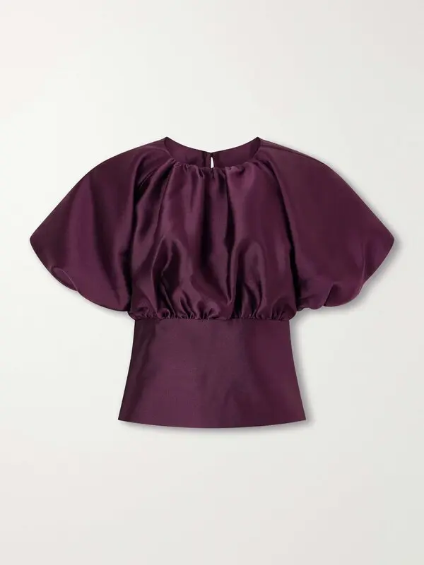 SELF-PORTRAIT Gathered Taffeta Top