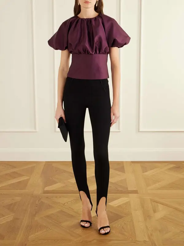 SELF-PORTRAIT Gathered Taffeta Top