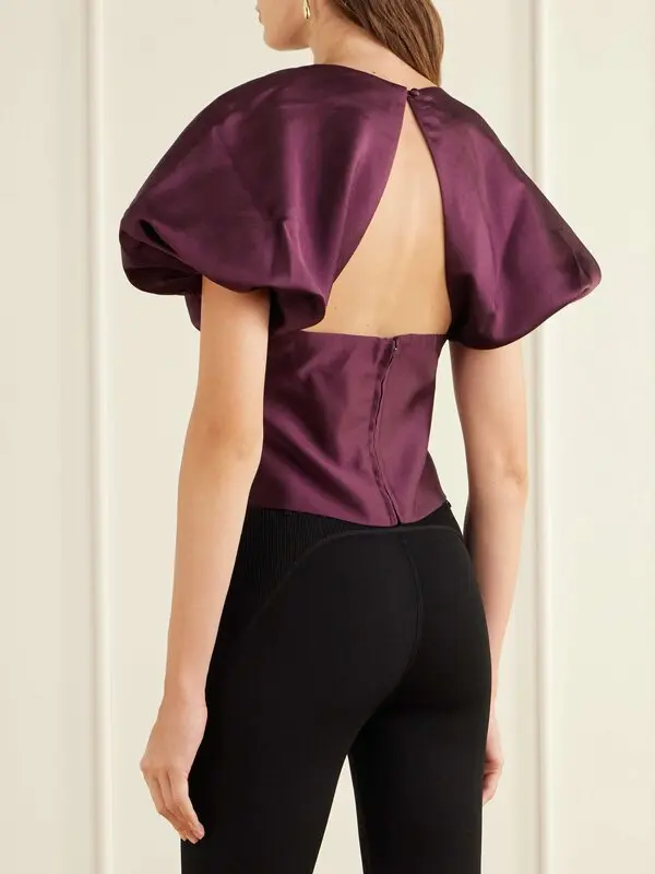 SELF-PORTRAIT Gathered Taffeta Top