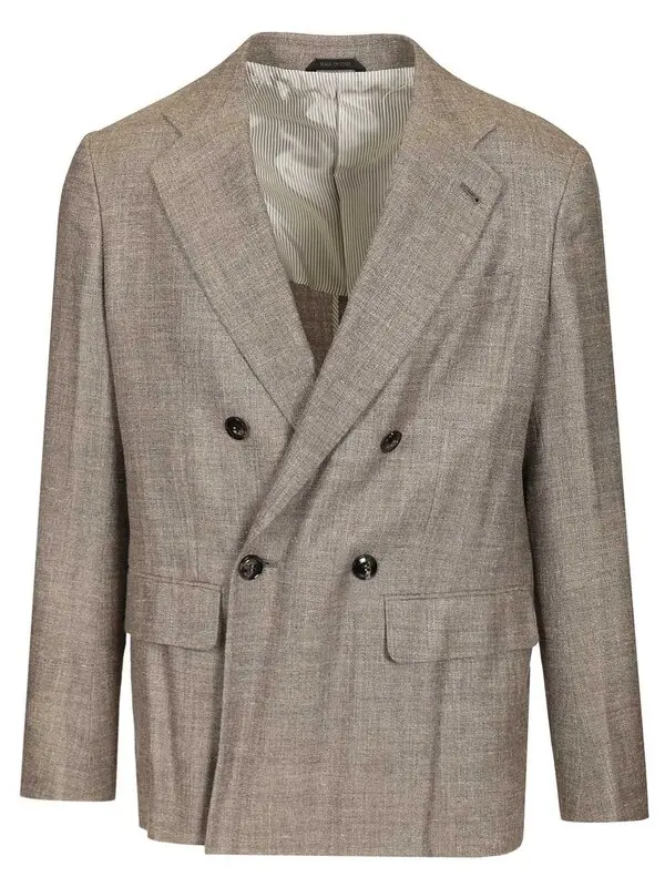 Giorgio Armani Double-breasted Linen Blend Blazer