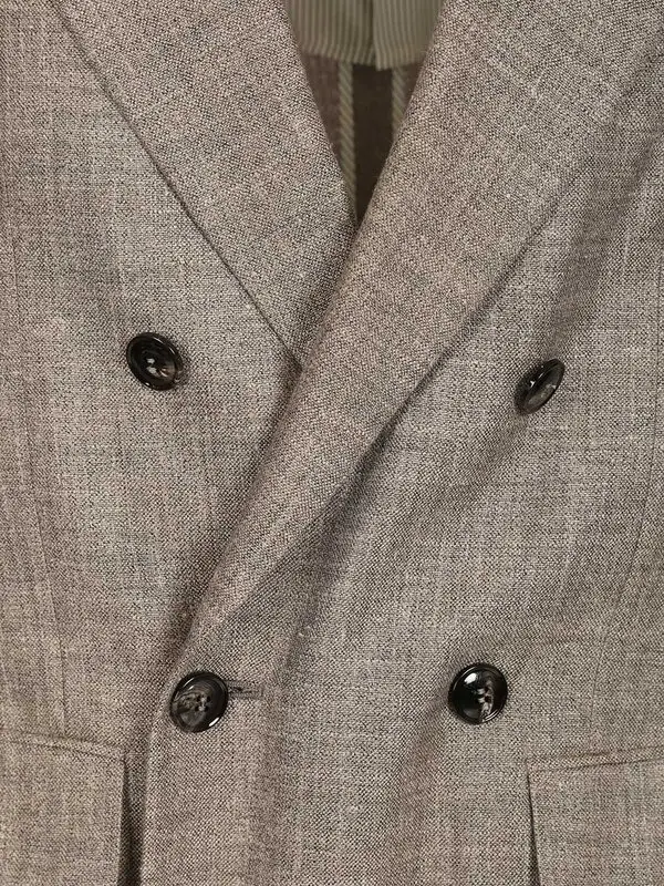 Giorgio Armani Double-breasted Linen Blend Blazer