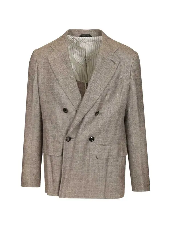 Giorgio Armani Double-breasted Linen Blend Blazer