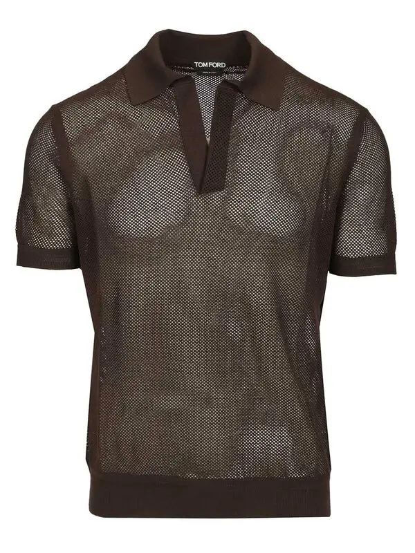 TOM FORD Knitted Polo Shirt - Brown