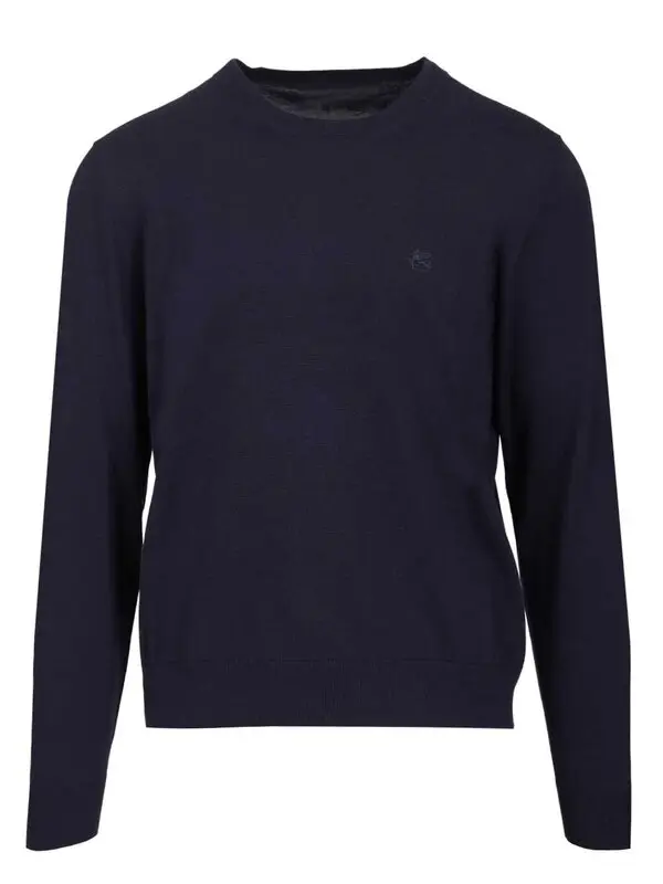 Etro Cotton Crew Neck Sweater With Embroidered Logo
