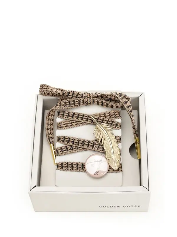 GOLDEN GOOSE Shoelaces With Gold Pin And Feather Detail