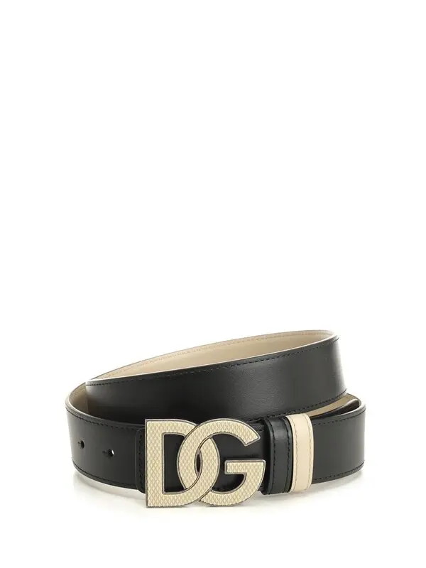 Dolce & Gabbana Belt With Dg Logo Buckle - Black