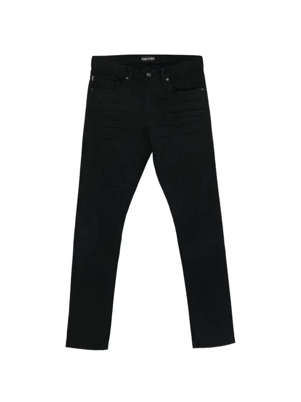 TOM FORD Slim-fit Five-pocket Stretch Denim Jeans With Suede Trim