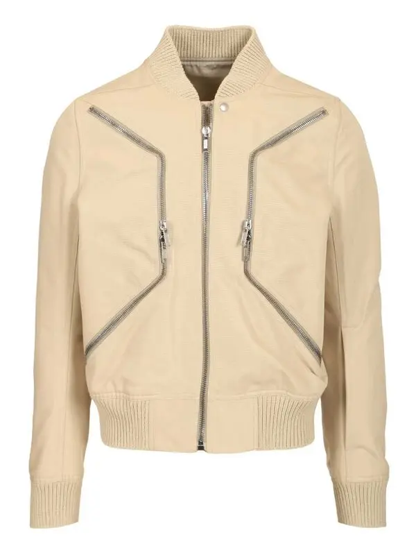 Rick Owens Heizer Flight Jacket In Organic Cotton - Cream