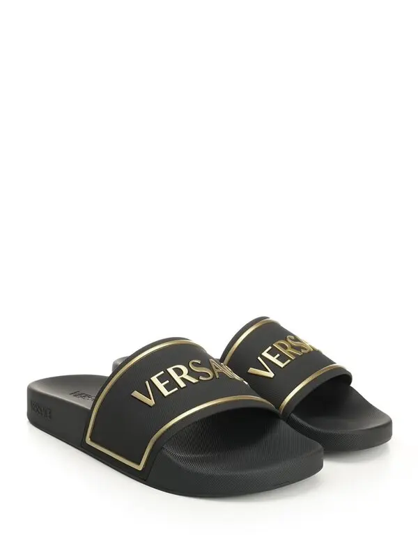 Versace Rubber Slides - Black