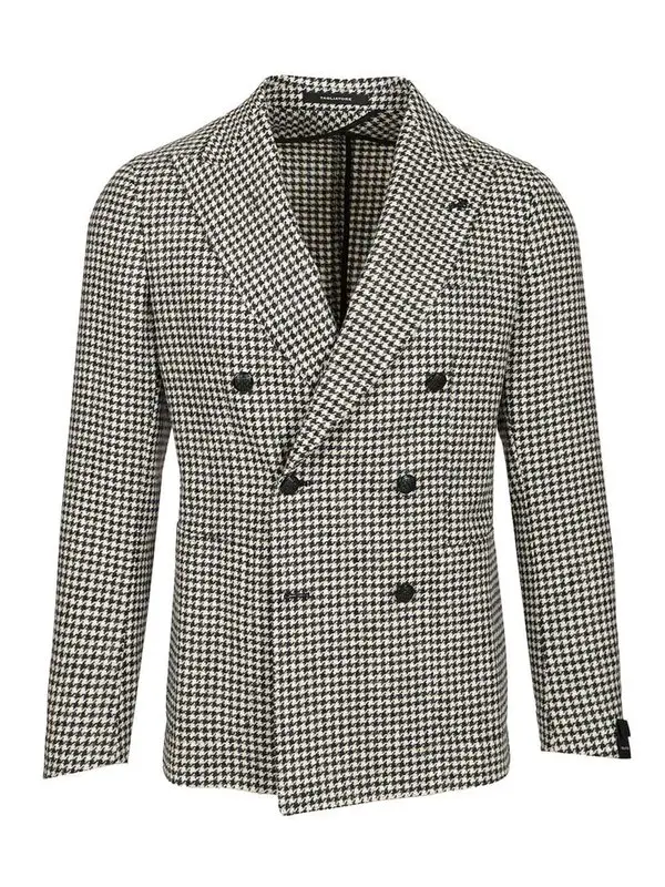 Tagliatore Double-breasted Houndstooth Blazer - Black