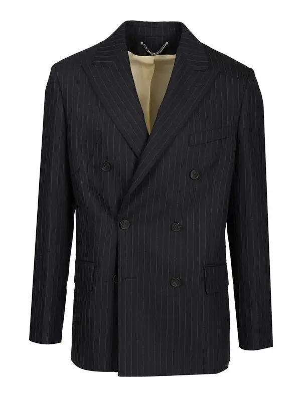 GOLDEN GOOSE Double-breasted Blazer In Pinstriped
