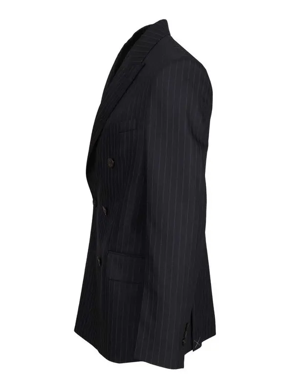GOLDEN GOOSE Double-breasted Blazer In Pinstriped