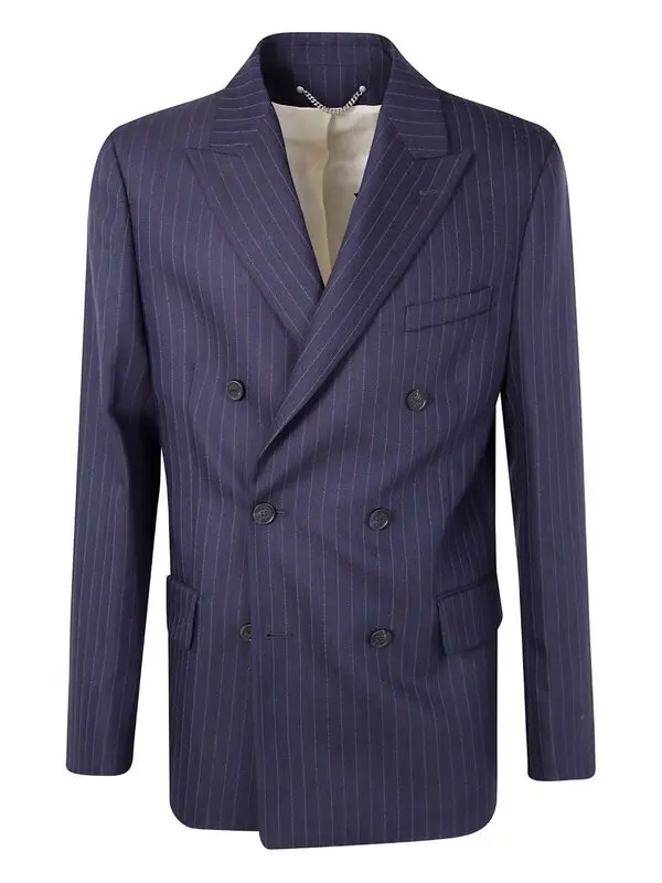 GOLDEN GOOSE Double-breasted Blazer In Pinstriped