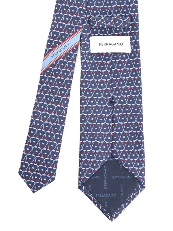 FERRAGAMO Hockey" Silk Neck Tie