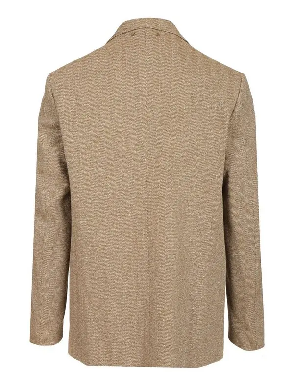 GOLDEN GOOSE Single-breasted Chevron Linen Blend Blazer