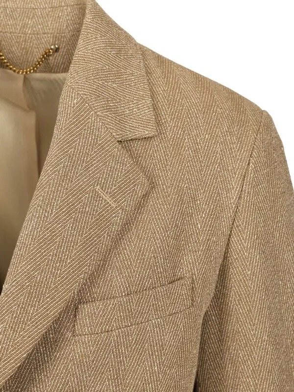 GOLDEN GOOSE Single-breasted Chevron Linen Blend Blazer