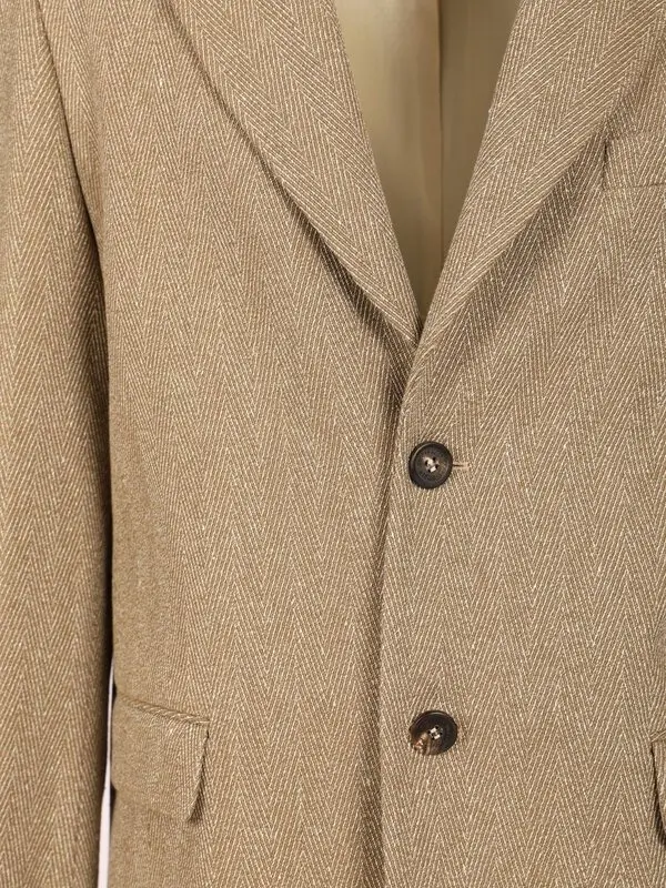 GOLDEN GOOSE Single-breasted Chevron Linen Blend Blazer
