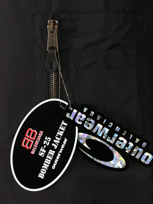 Balenciaga Nylon Bomber Jacket With Logo Patch