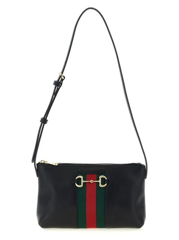 Gucci Horsebit Web' Shoulder Bag - Black