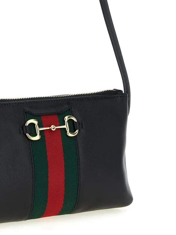 Gucci Horsebit Web' Shoulder Bag - Black