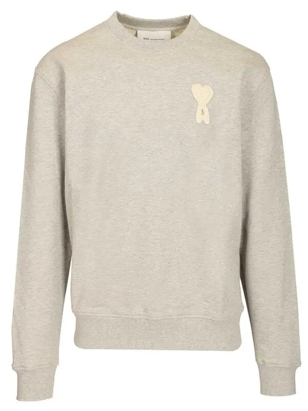 AMI Paris De Coeur Fleece Sweatshirt - Gray