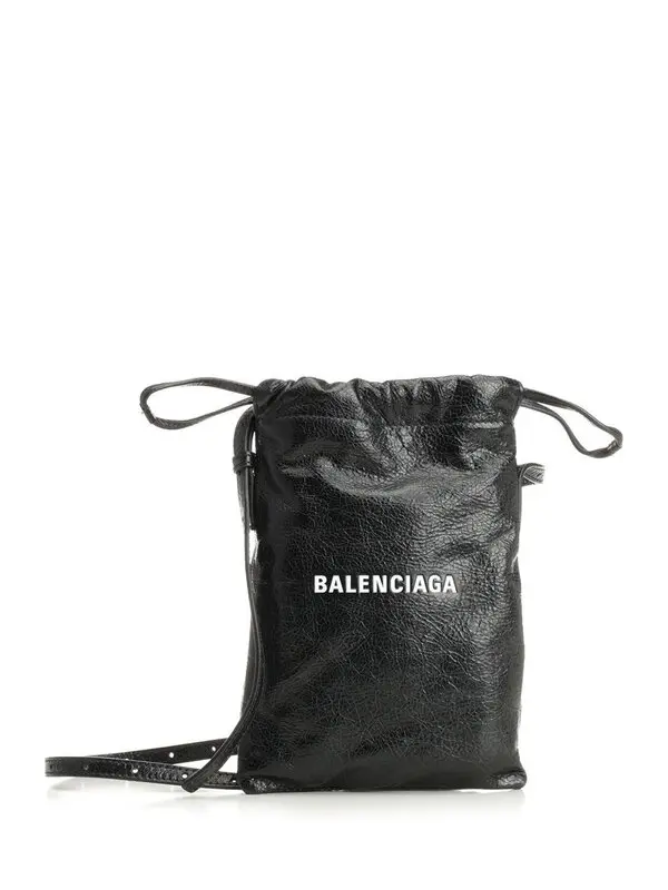 Balenciaga Lamb Skin Shopper Phone Holder - Black