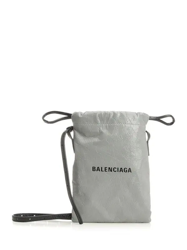 Balenciaga Lamb Skin Shopper Phone Holder - Gray