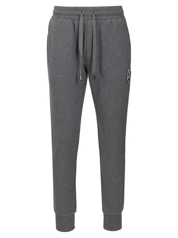 Dolce & Gabbana Jersey Trousers With Heraldic Patch - Gray