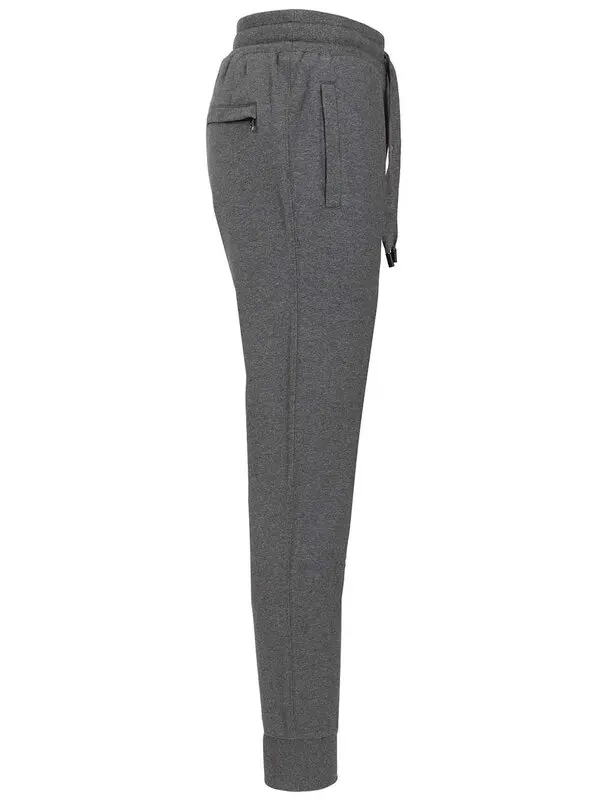 Dolce & Gabbana Jersey Trousers With Heraldic Patch - Gray