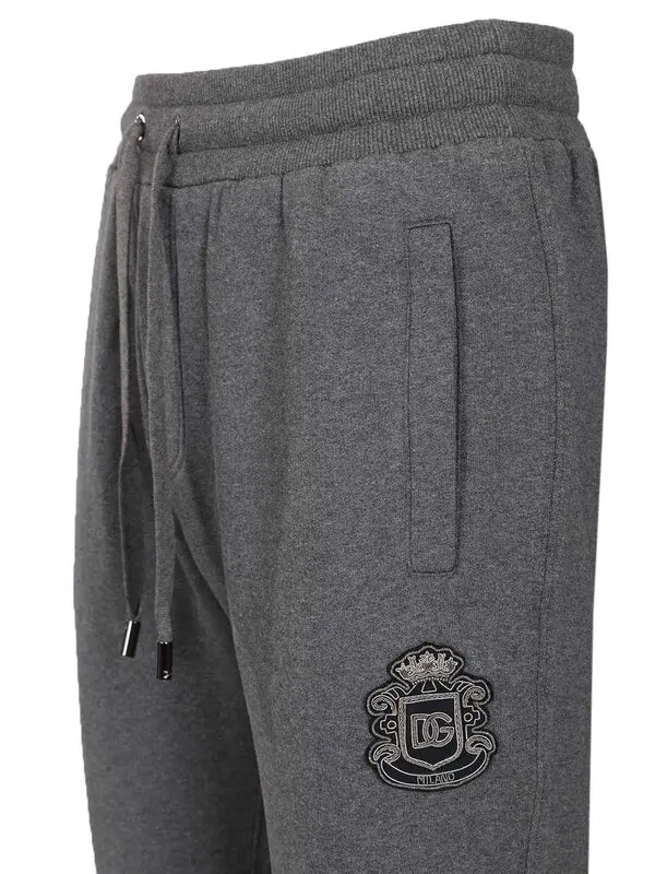 Dolce & Gabbana Jersey Trousers With Heraldic Patch - Gray
