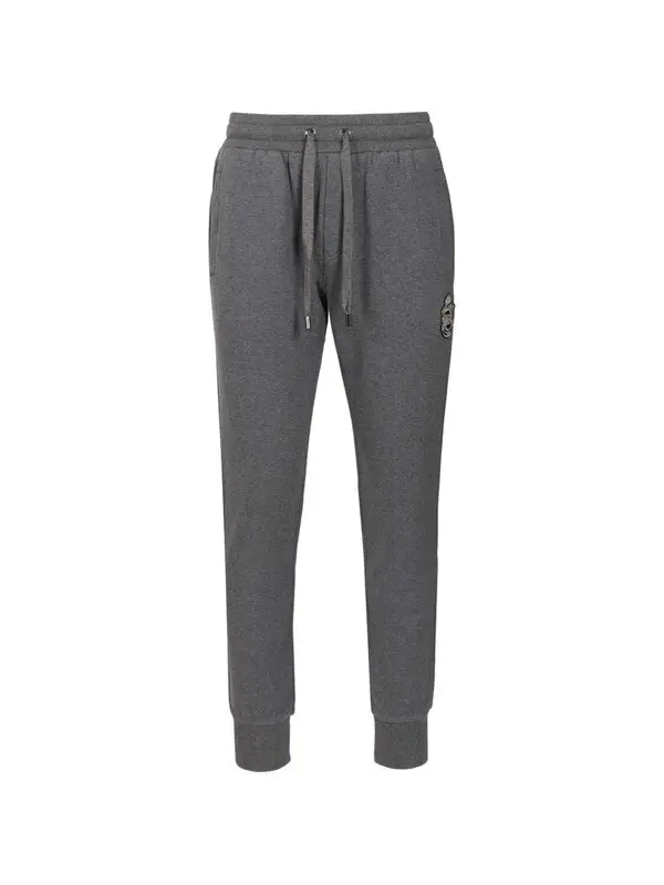 Dolce & Gabbana Jersey Trousers With Heraldic Patch - Gray