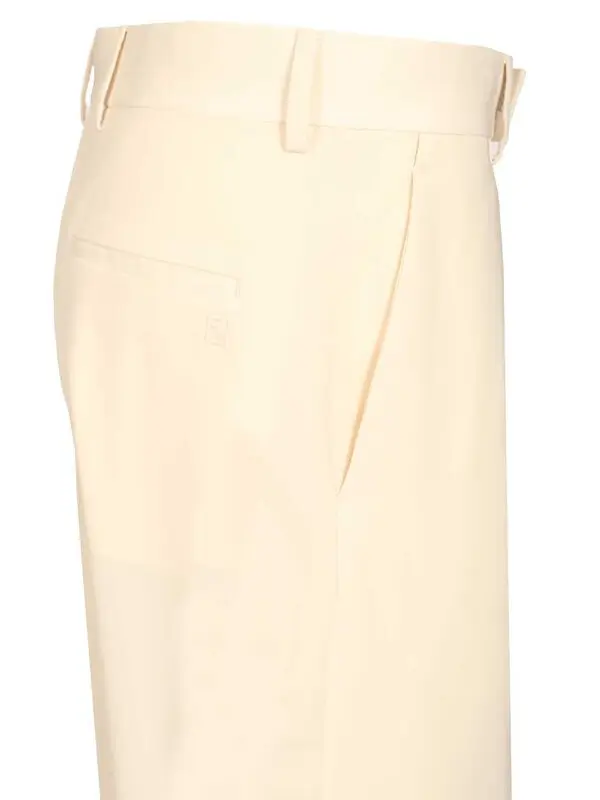Fendi Gabardine Straight Leg Pants - Cream